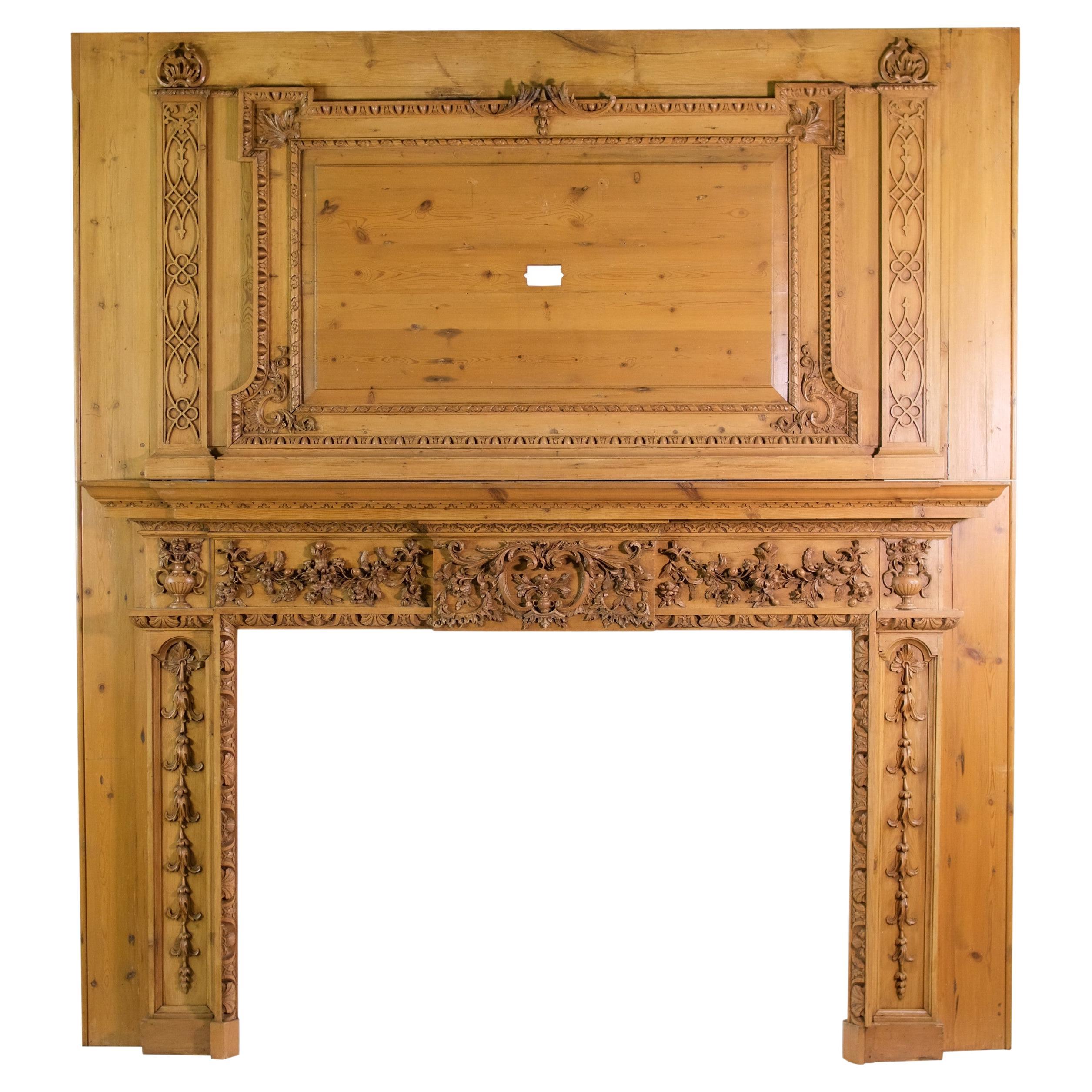 Victorian White Wooden Mantel Floral Plinths Dentil Molding For Sale at ...