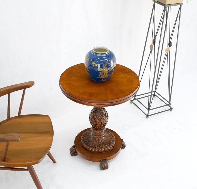 Carved Pineapple Base Banded Inlaid Top Round Gueridon Table Stand Mint ...