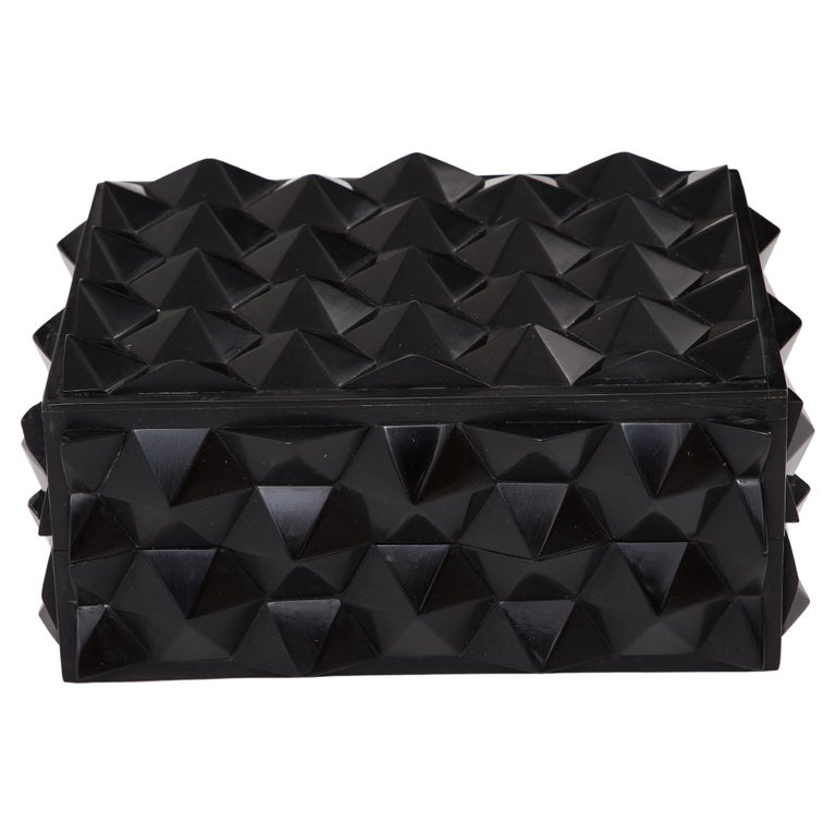 Carved, Polished Dimensional Black Bone Dragon Box at 1stDibs