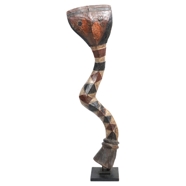 Carved Polychrome Baga Bansonyi Snake Sculpture Headdress, Guinea 20th ...