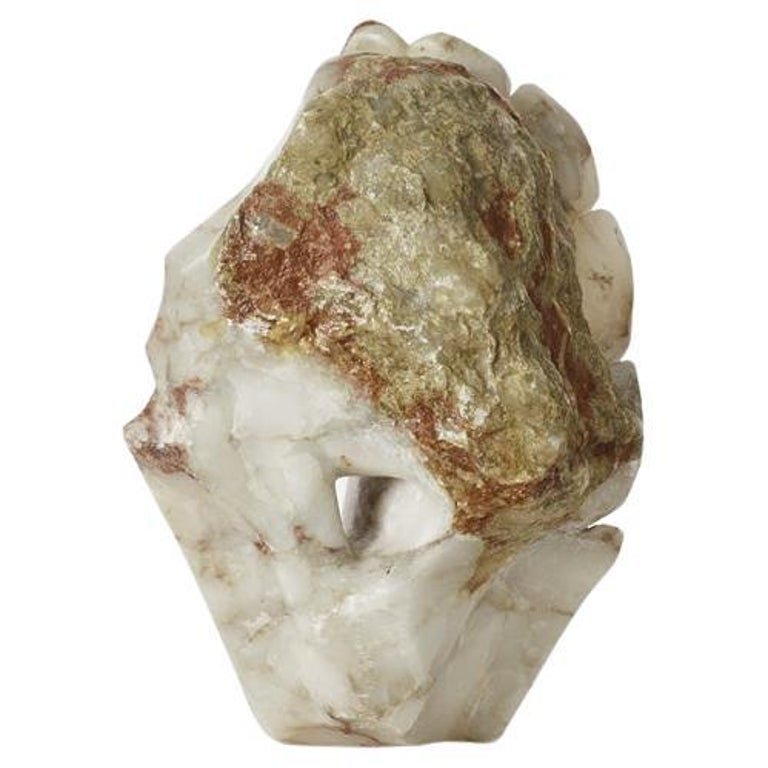 Carved Raw Edge White Marble Abstract Sculpture, 1980s For Sale at 1stDibs