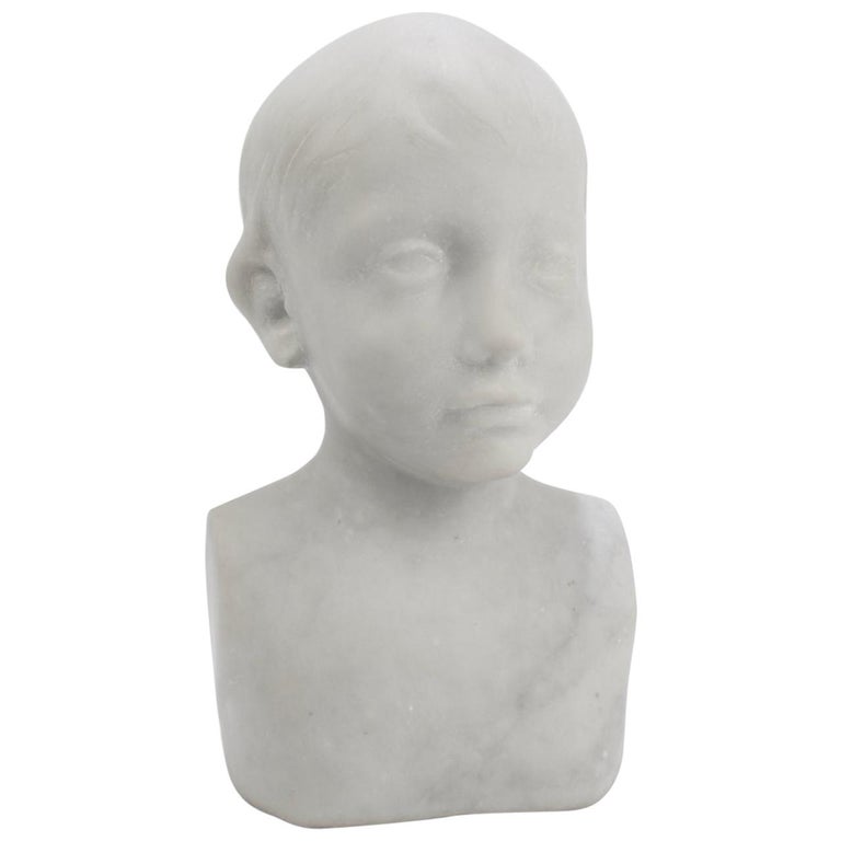 Carved Renaissance Style Cararra Marble Bust of a Child after Desiderio ...