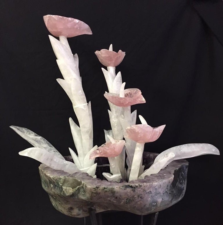Carved Rock Crystal and Gemstone Fountain For Sale at 1stDibs | rose ...