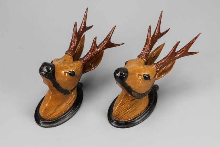 Carved Roe Deer Heads Wall Mounts Decoration, Germany, 1930s, Set of ...