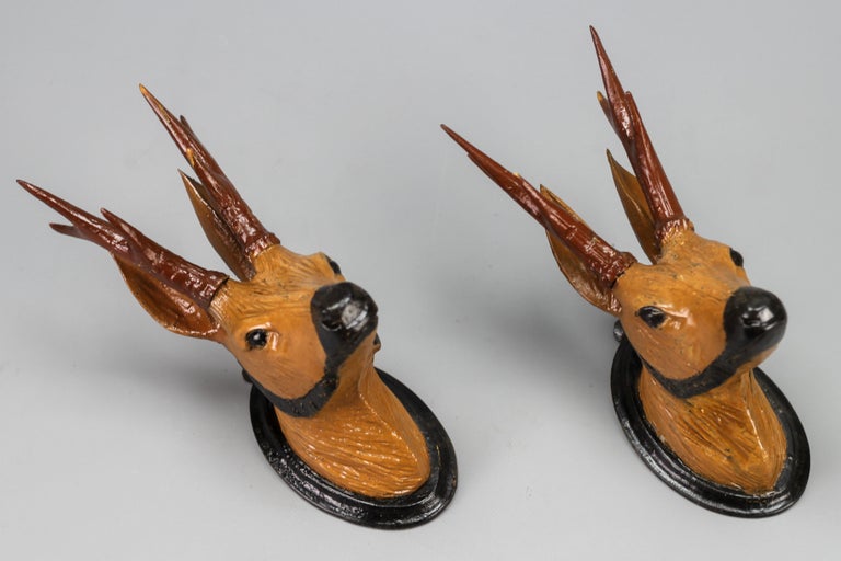 Carved Roe Deer Heads Wall Mounts Decoration, Germany, 1930s, Set of ...