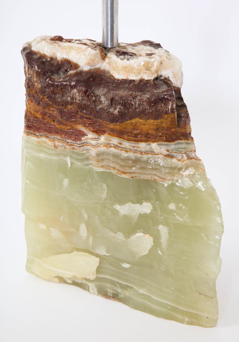 Carved Sculptural Green and Rust Organic Onyx Block Table Lamp, France ...