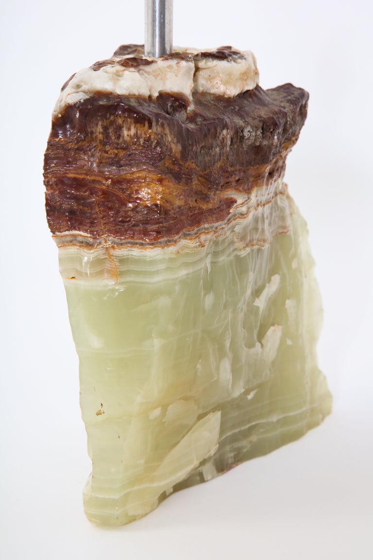 Carved Sculptural Green and Rust Organic Onyx Block Table Lamp, France ...