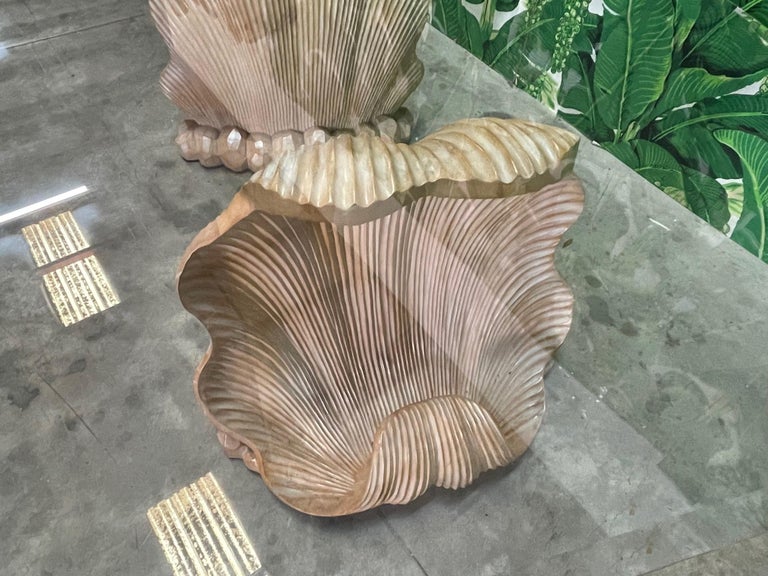 Carved Sea Shell Double Base Dining Table Attributed to Serge Roche For ...