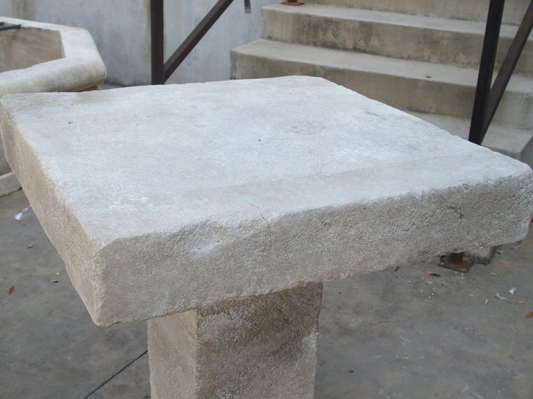 Carved Square Top French Limestone Bistro Table at 1stDibs