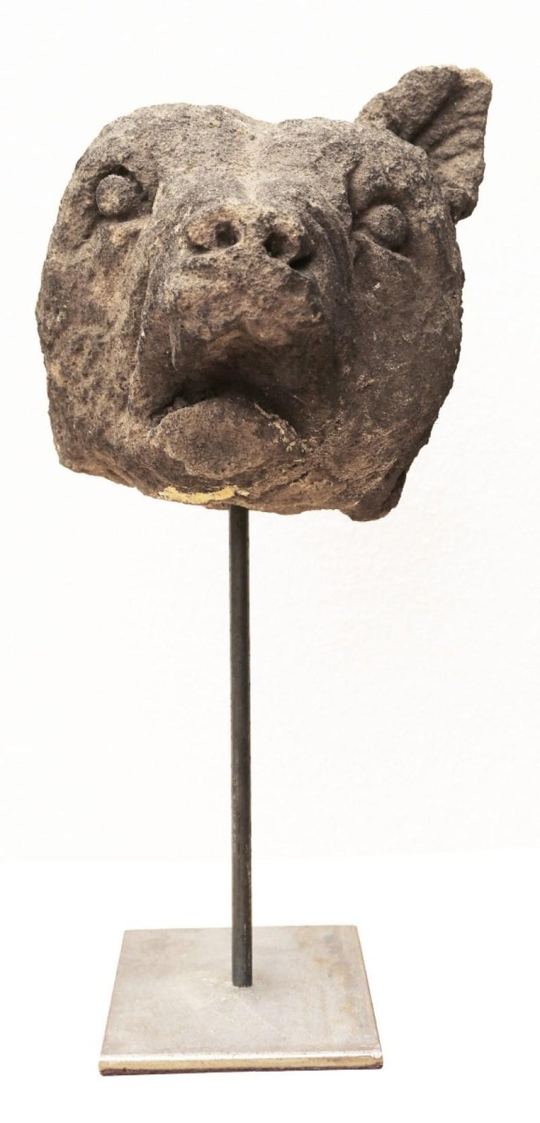 Carved Stone Antique Fox Head Sculpture For Sale at 1stDibs