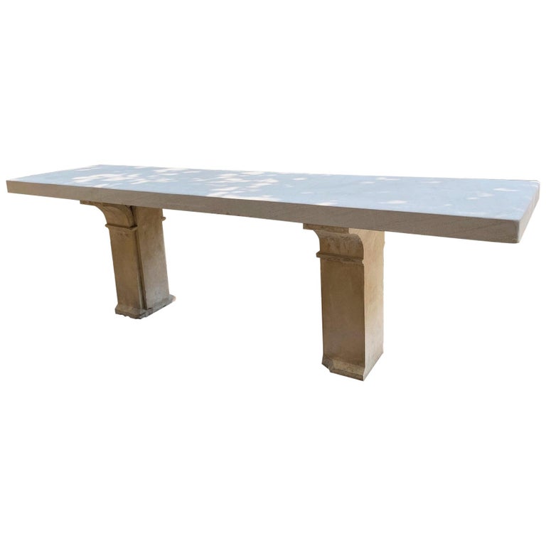 Carved Stone Antique Garden Outdoor Indoor Dining Table Console Farm ...