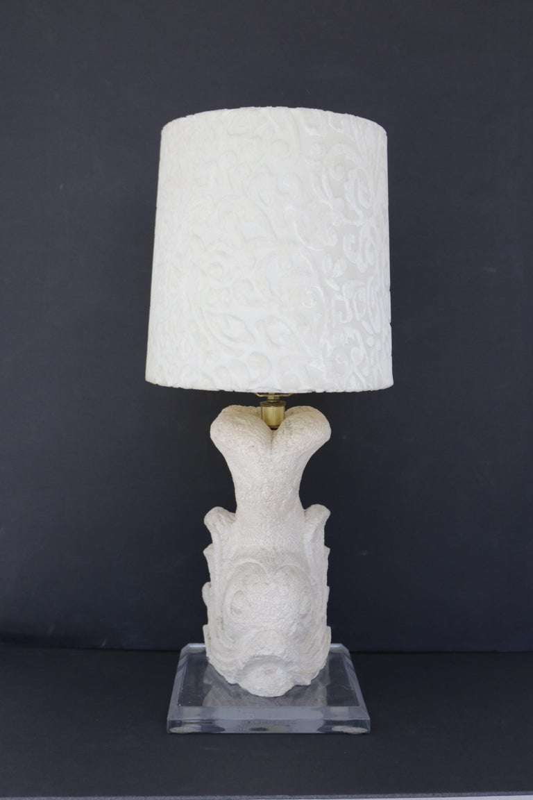 Carved Stone Dolphin Table Lamp For Sale at 1stDibs