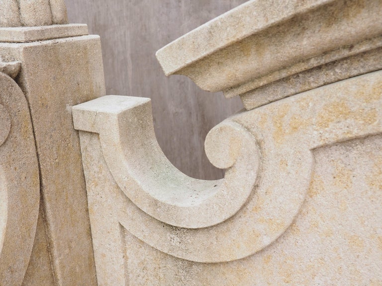 Carved Stone Garden Bench with Arched Back and Acanthus Sides at ...