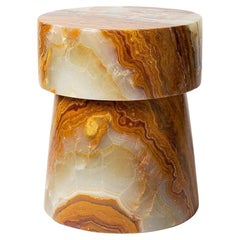 Small Carved Stone Stool in Verde Onyx For Sale at 1stDibs