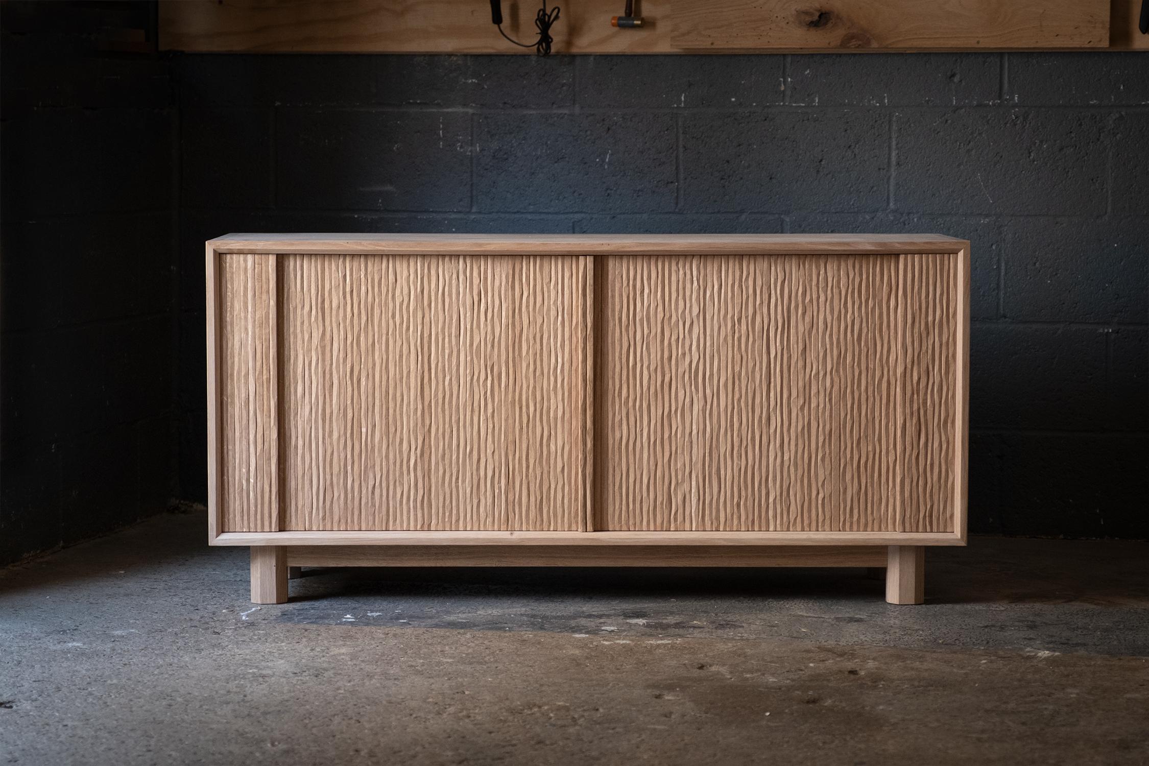 Hand Carved Tambour Credenza For Sale at 1stDibs