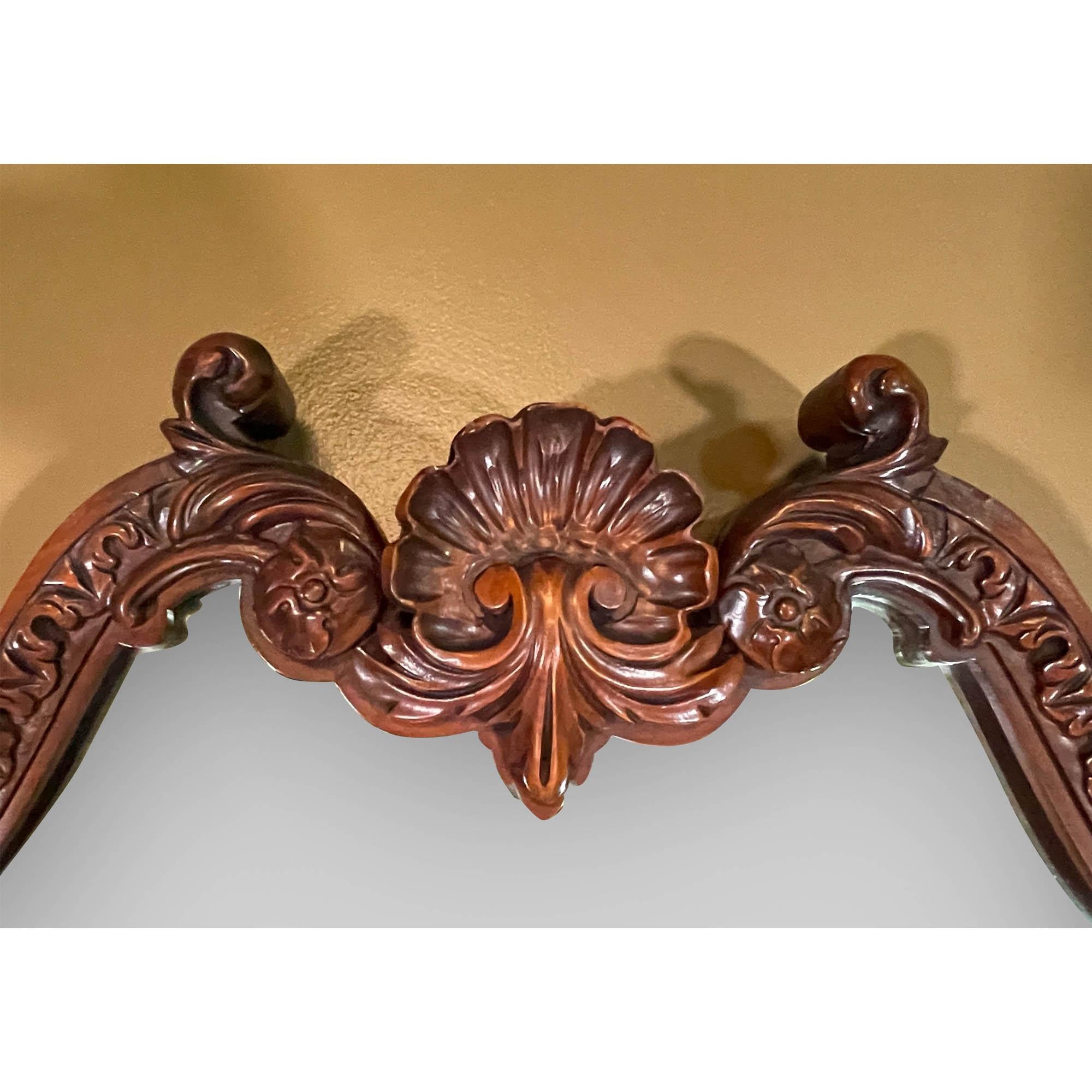 Carved Vintage Mahogany Mirror For Sale at 1stDibs