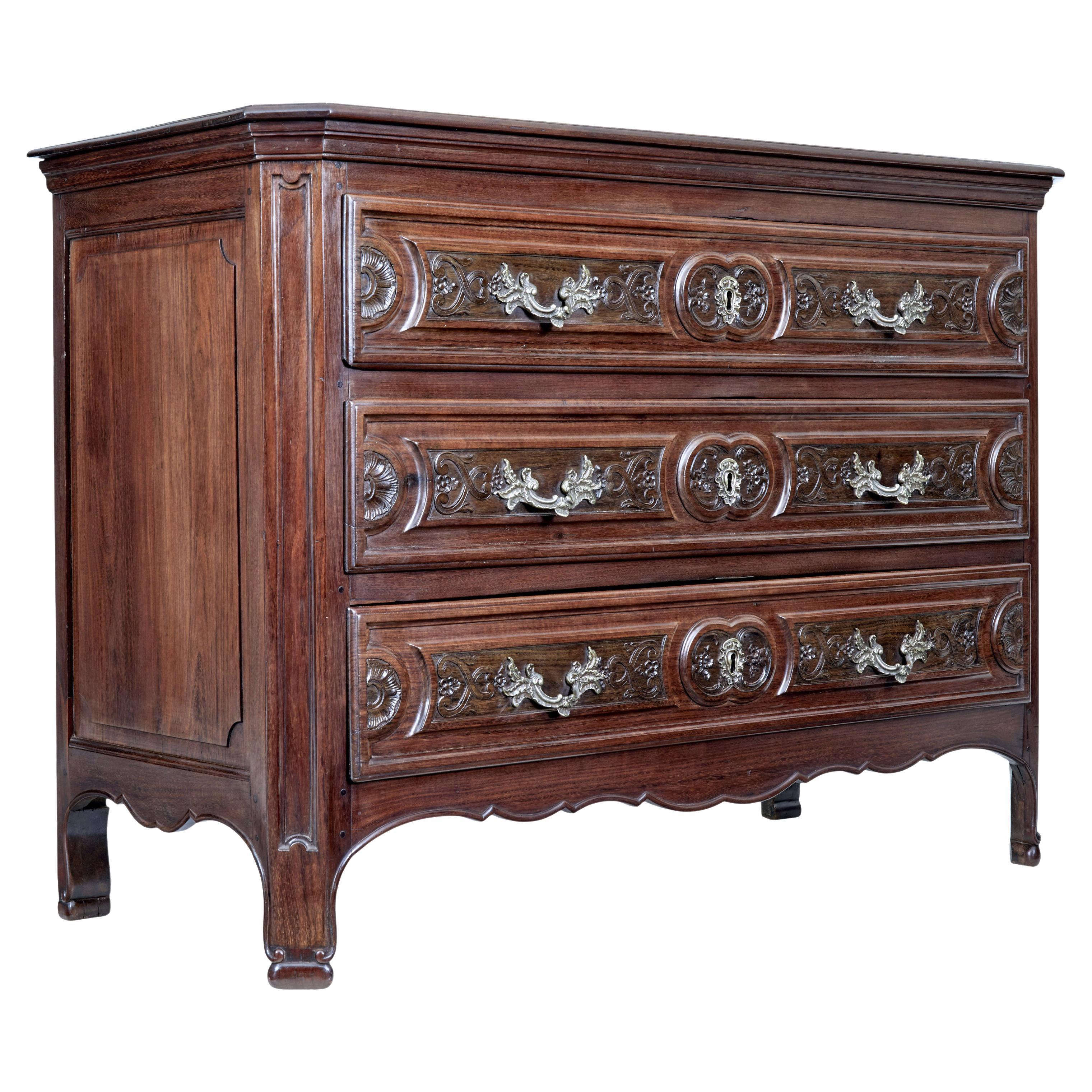 19th Century French Provincial Louis XV Carved Walnut Bombe Double ...