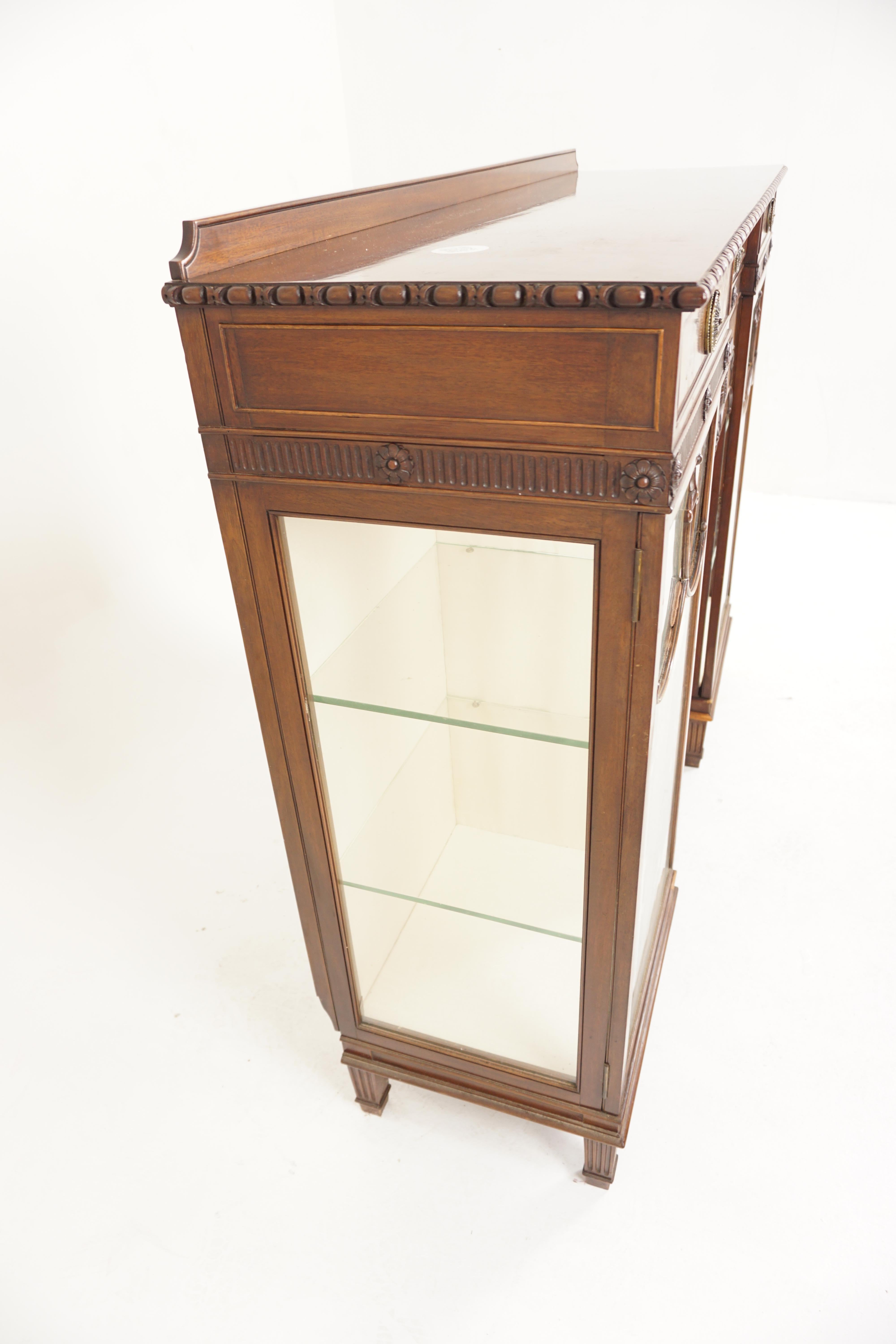 Carved Walnut Display Cabinet, China Cabinet, Scotland 1900, H877 For Sale at 1stDibs