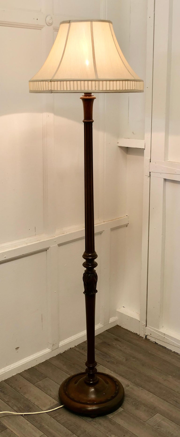 Carved Walnut Floor Standing or Standard Lamp For Sale at 1stDibs