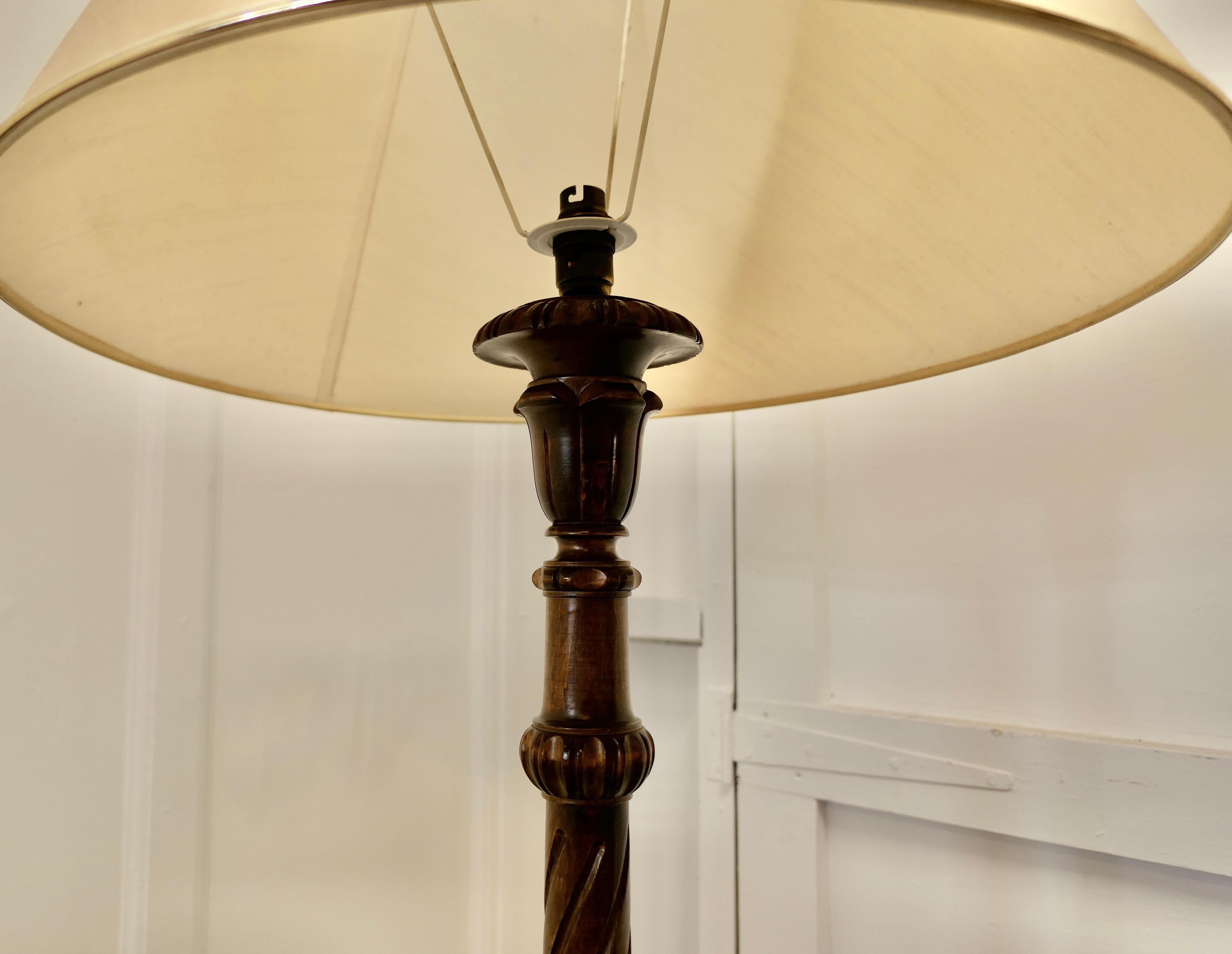 Carved Walnut Floor Standing or Standard Lamp at 1stDibs