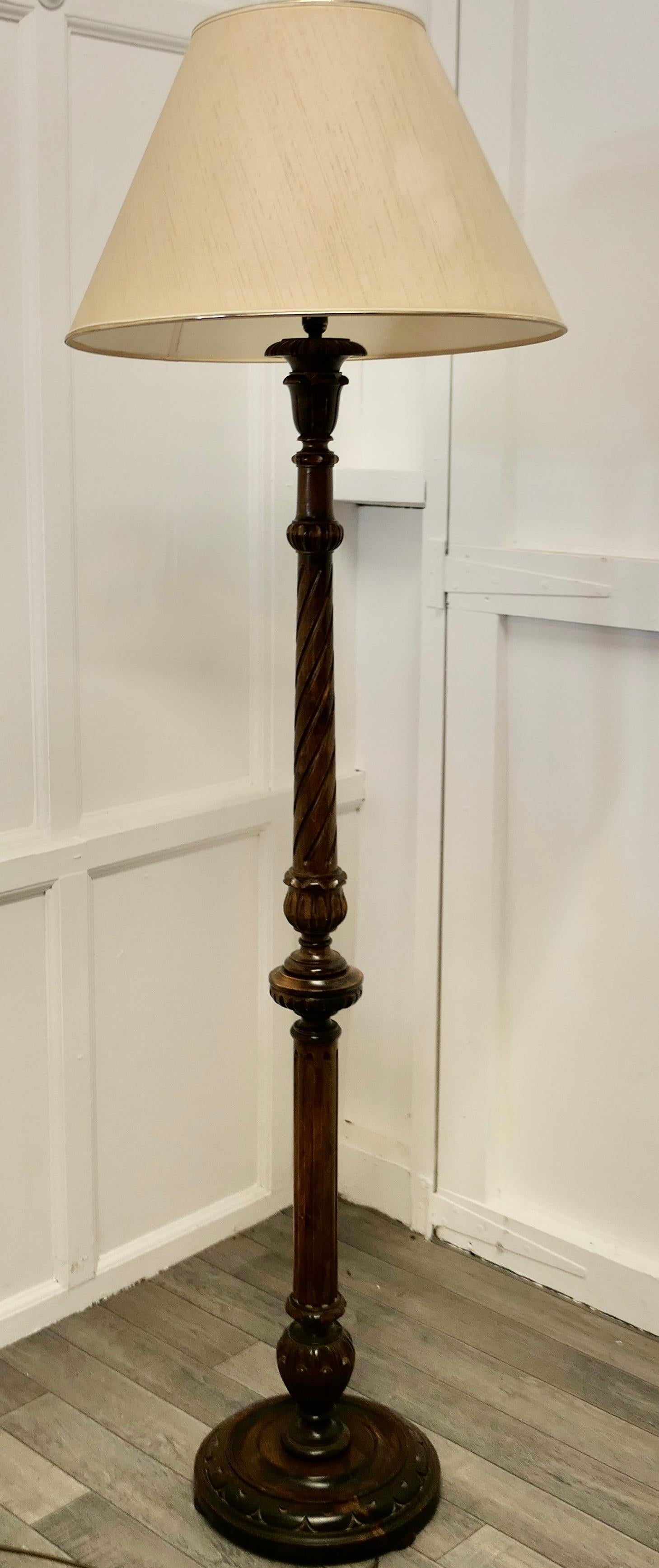 Carved Walnut Floor Standing or Standard Lamp at 1stDibs