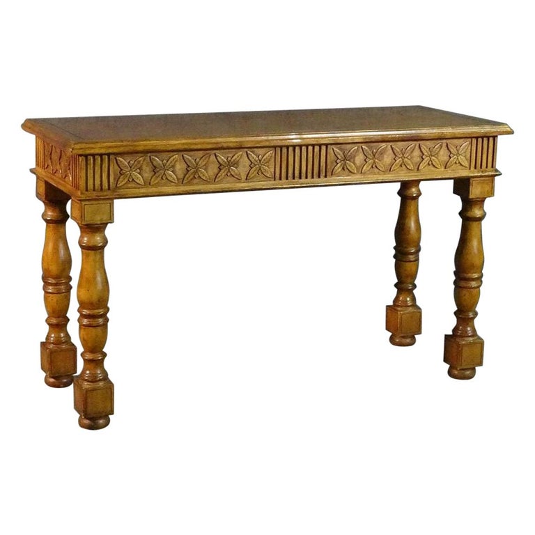 Carved Walnut French Provincial Style Console Table at 1stDibs