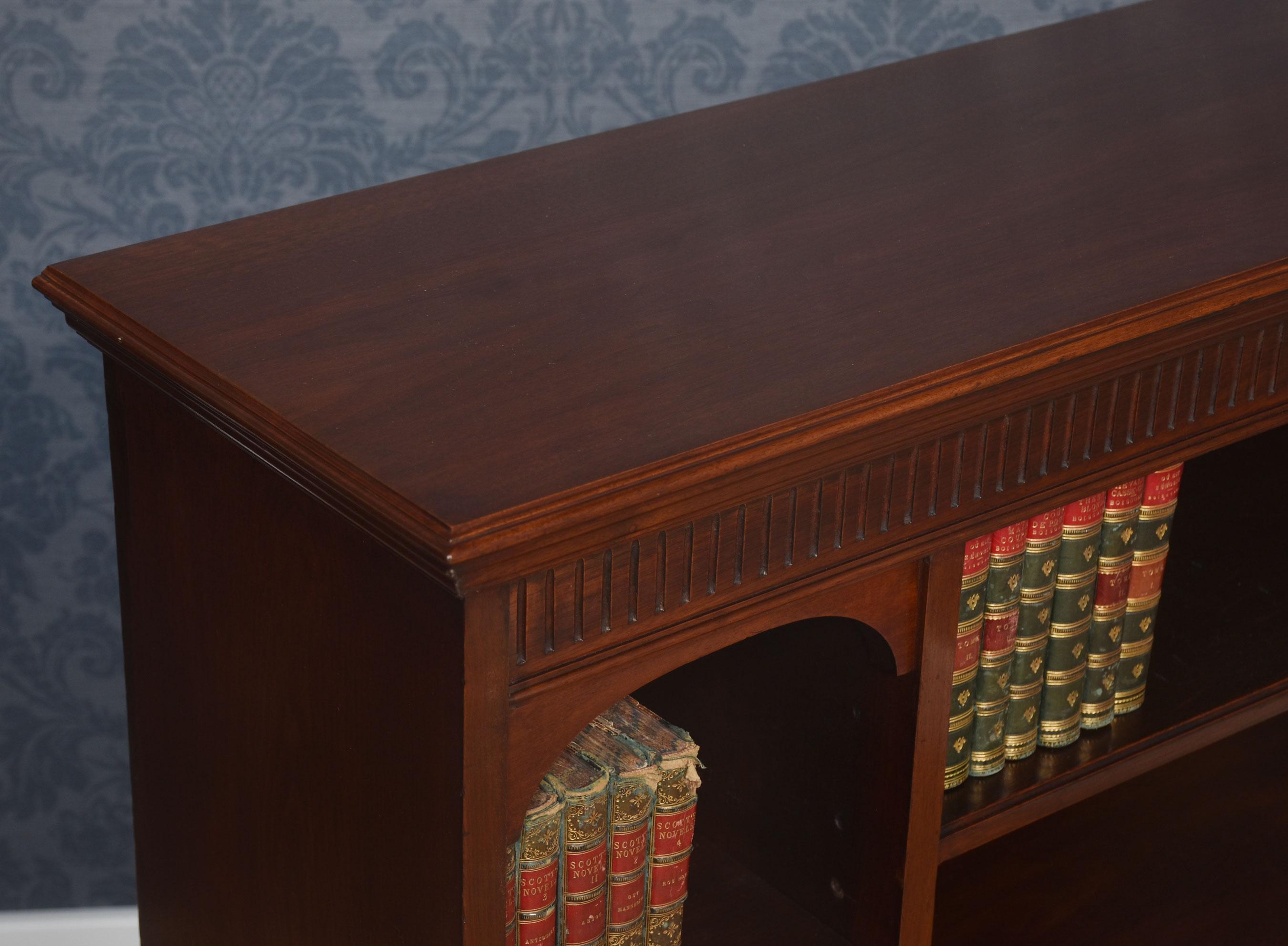 Carved walnut open bookcase For Sale at 1stDibs