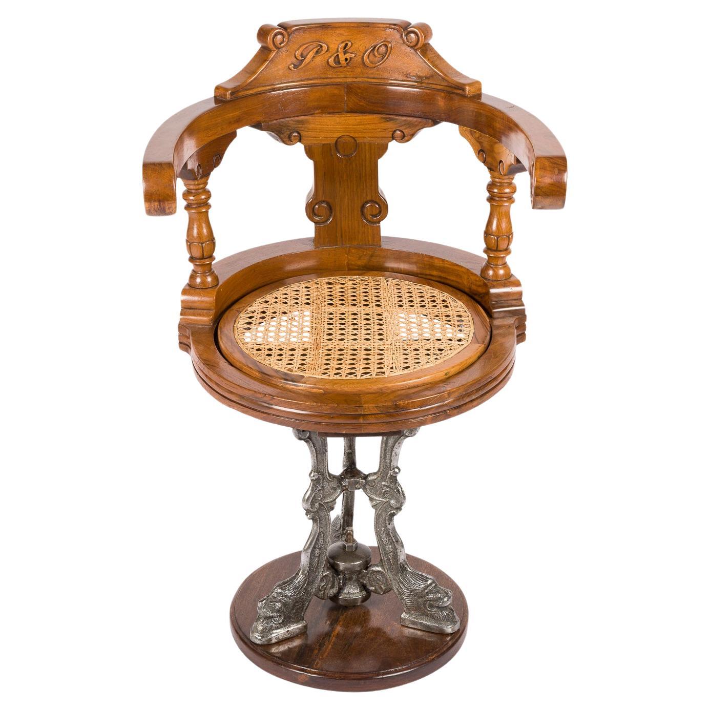 Carved walnut P and O ship's chair - Peninsular and Oriental Steam ...