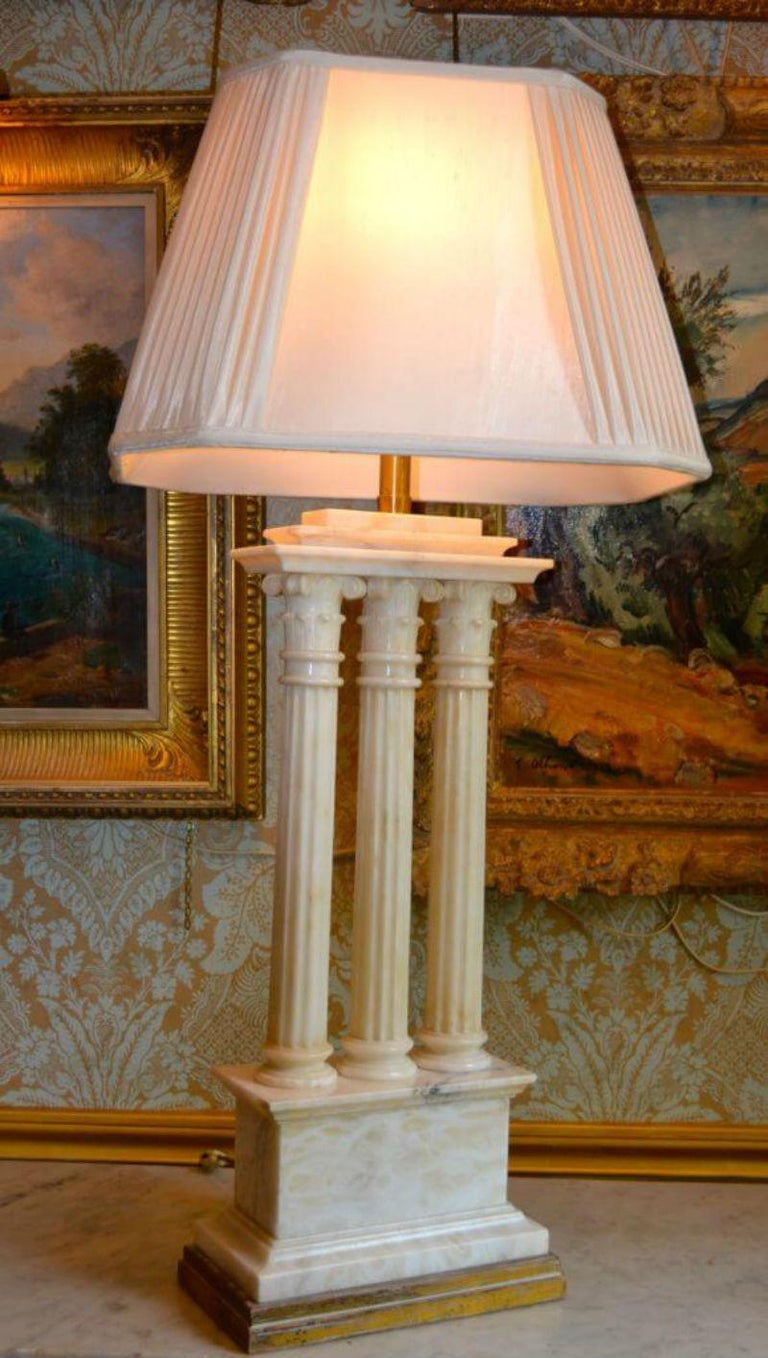 Carved White Alabaster Lamps Modelled After Roman Temple Ruins For Sale ...