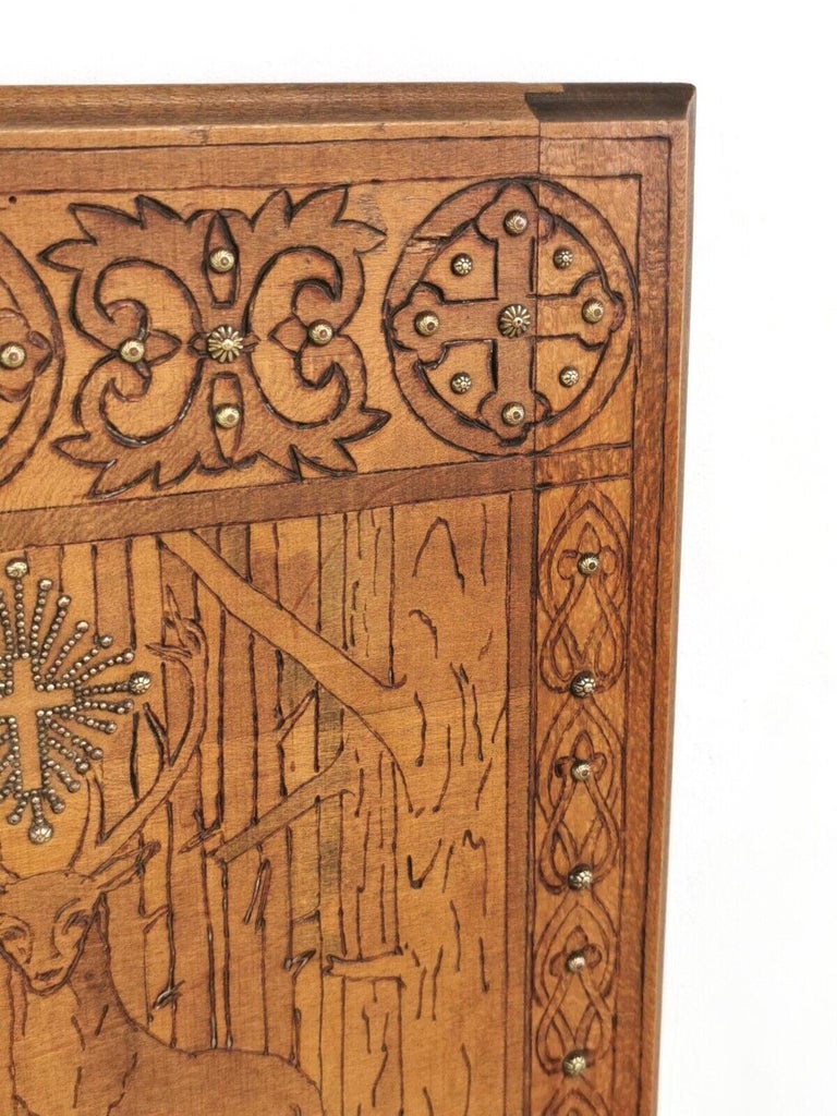 Carved Wood Art Nouveau Religious Wall Panel Alphonse Mucha Style For ...