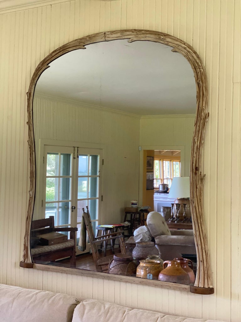 Carved Wood Birch Branch Mirror at 1stDibs