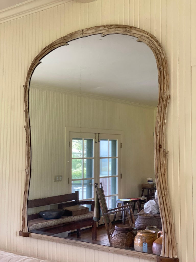 Carved Wood Birch Branch Mirror at 1stDibs