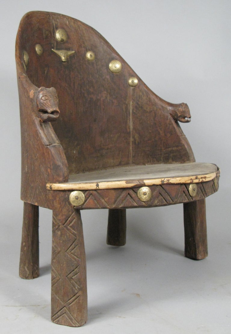 Carved Wood Chief's Chair from Nagaland, India For Sale at 1stDibs