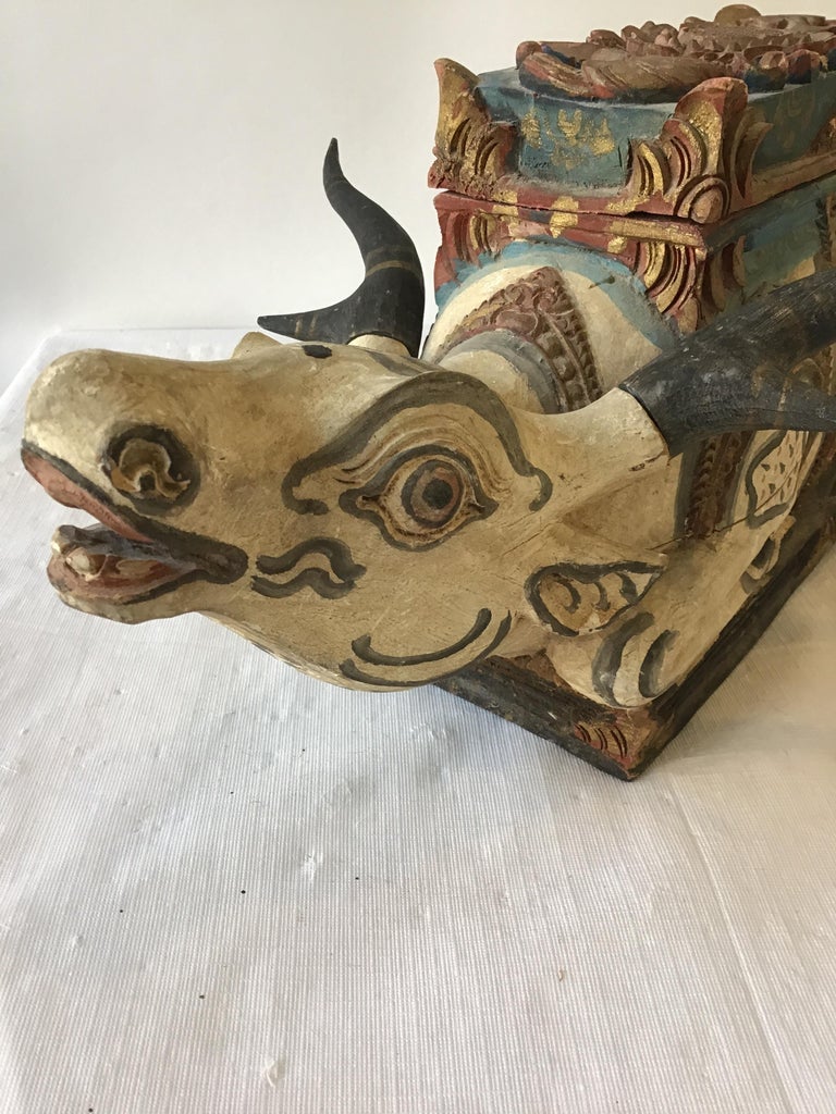 Carved Wood Chinese Ox Box at 1stdibs