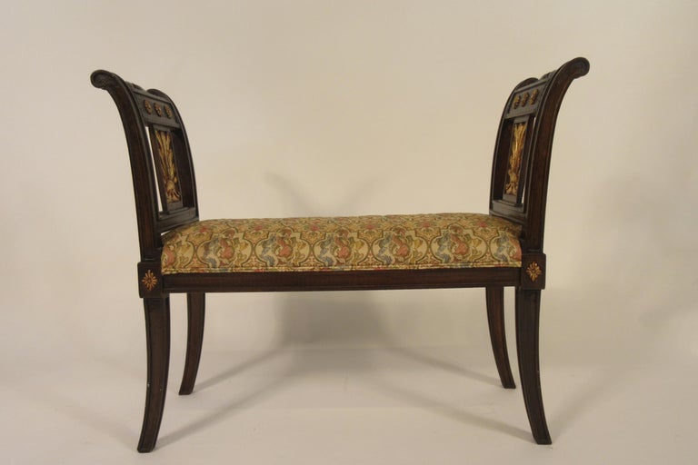 Carved Wood Classical Bench with Gilt Accents For Sale at 1stDibs