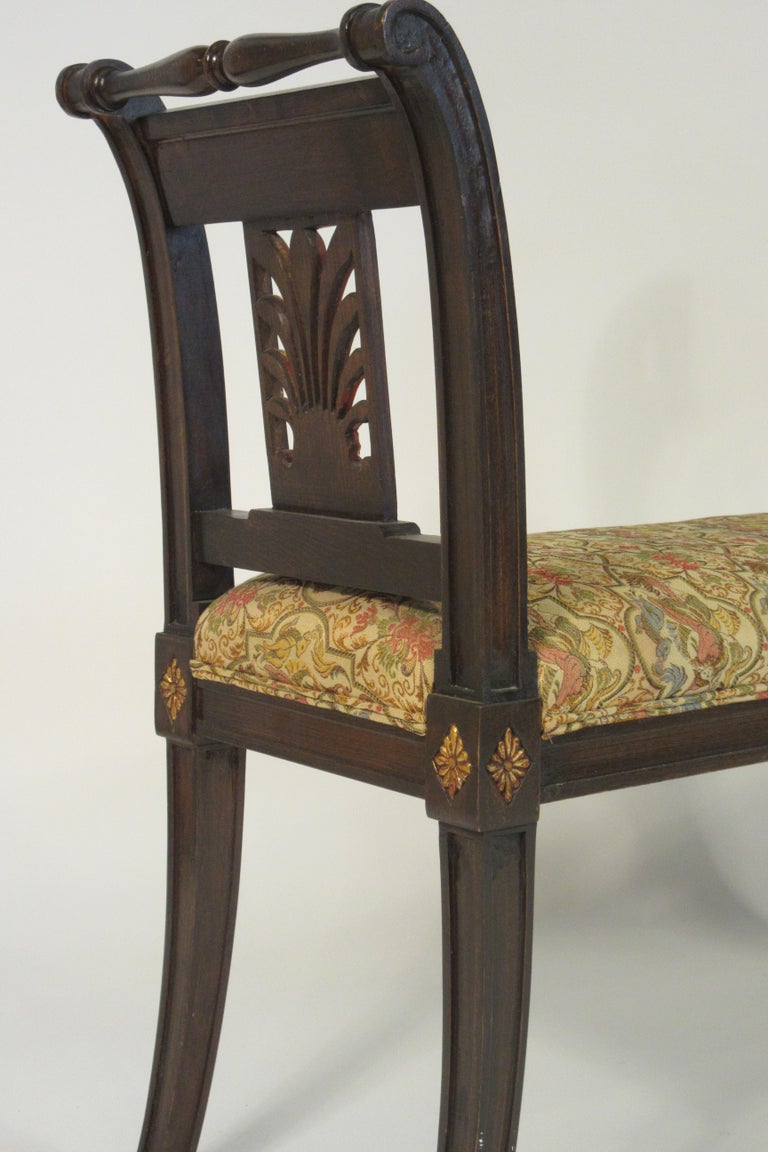 Carved Wood Classical Bench with Gilt Accents For Sale at 1stDibs