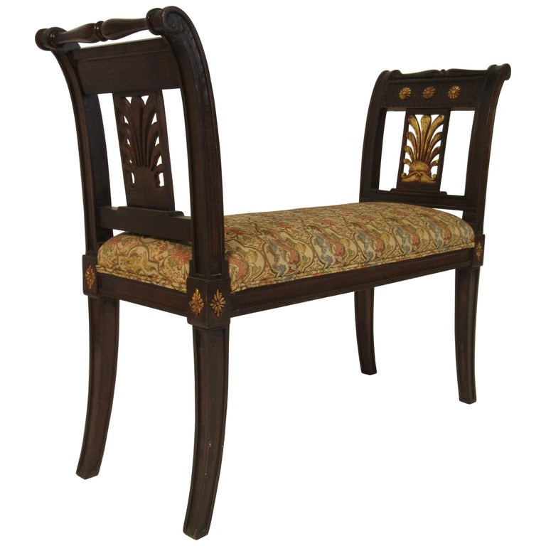 Carved Wood Classical Bench with Gilt Accents For Sale at 1stDibs