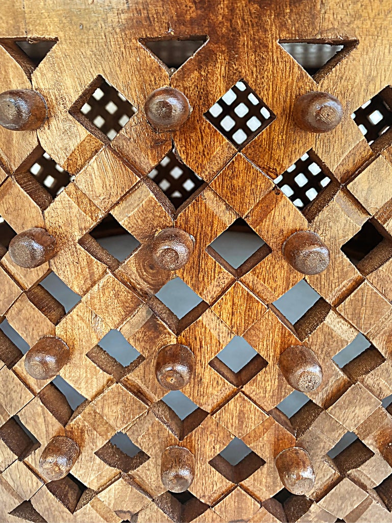 Carved Wood Criss-Cross Grained Drum Coffee Table For Sale at 1stDibs ...