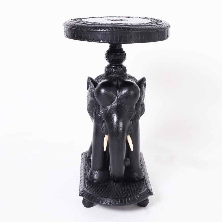 Carved Wood Elephant Stand For Sale at 1stDibs