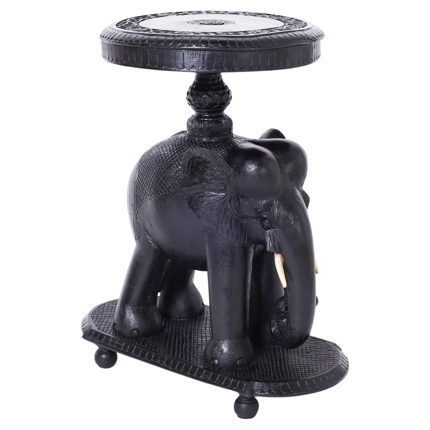 Carved Asian Elephant Low Table at 1stDibs