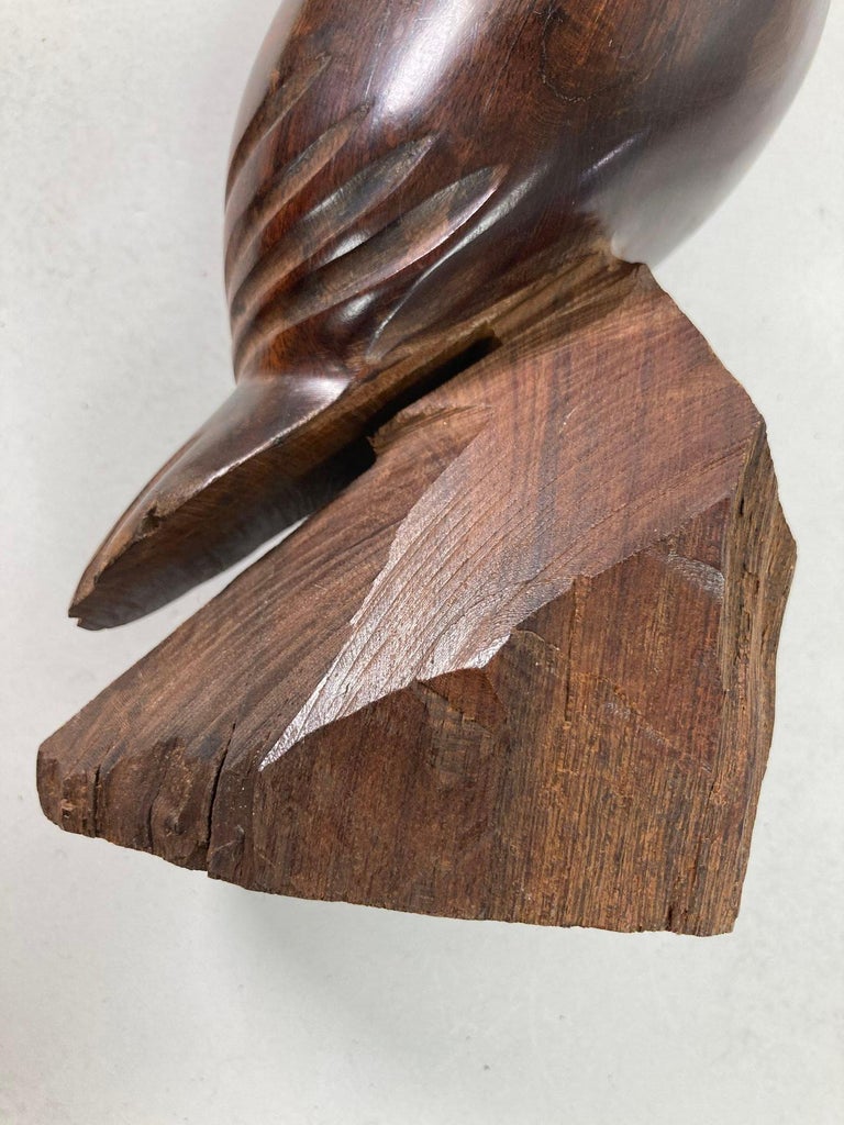 Carved Wood Falcon Sculpture 1960s For Sale at 1stDibs