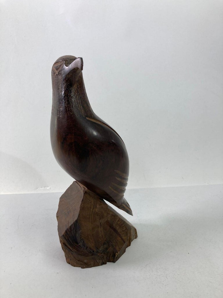 Carved Wood Falcon Sculpture 1960s For Sale at 1stDibs