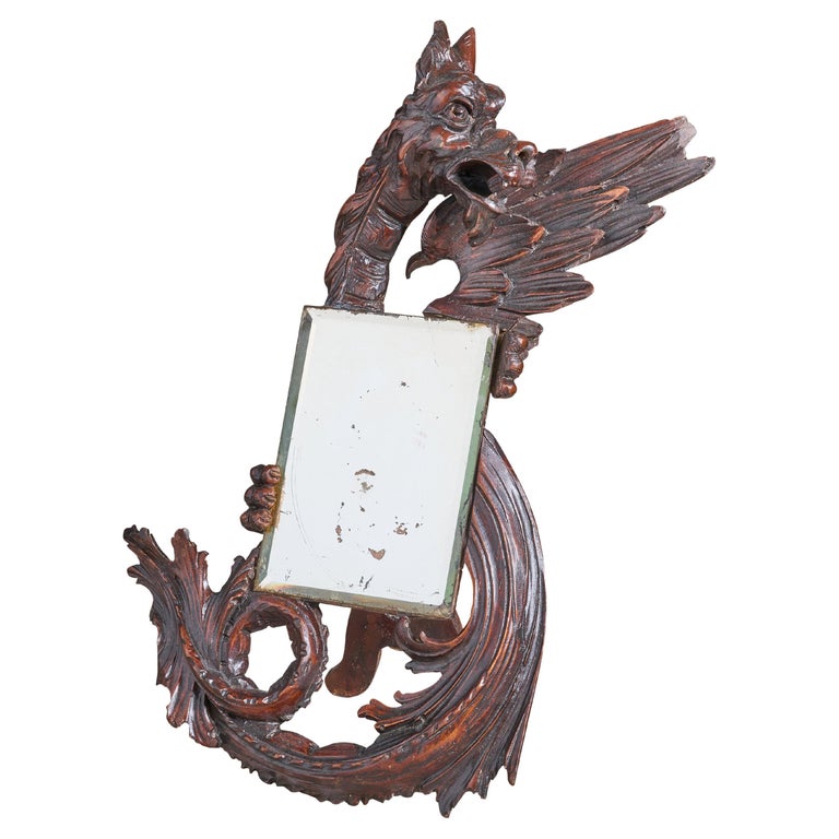 Carved Wood Fantasy Mirror For Sale at 1stDibs