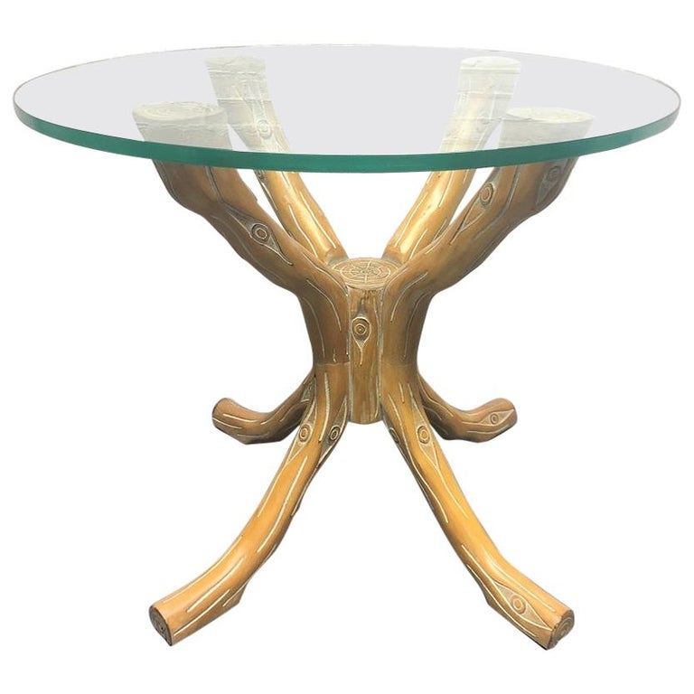 Carved Wood Faux Bois Table For Sale at 1stDibs