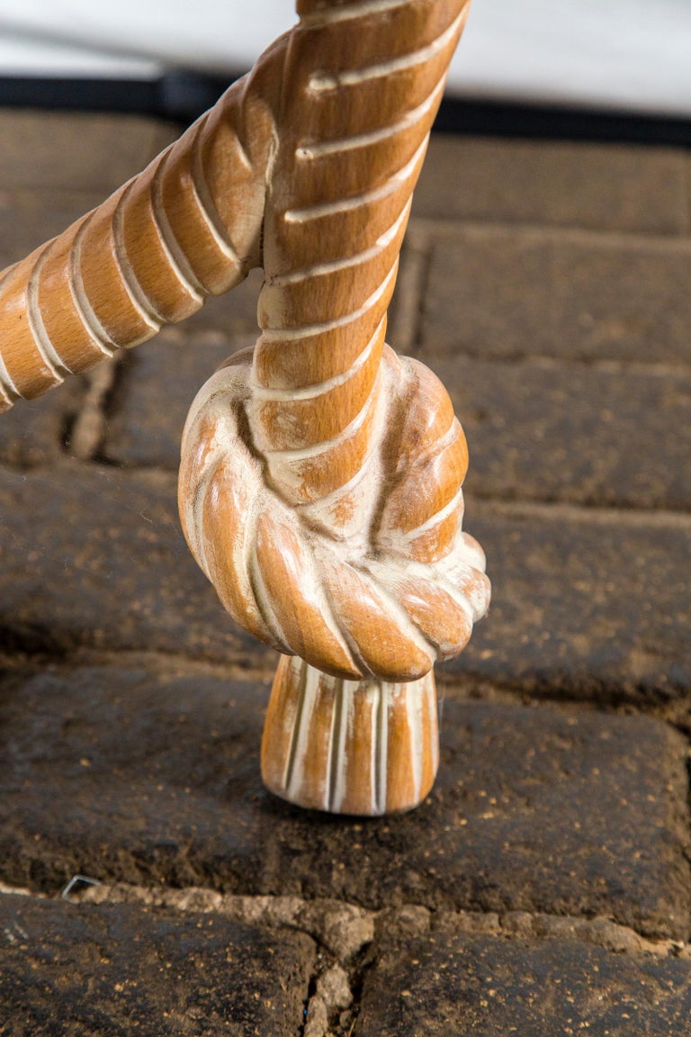 Carved Wood Faux Rope Circular Bench, French Style For Sale at 1stDibs