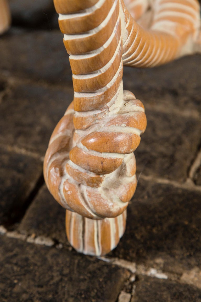 Carved Wood Faux Rope Circular Bench, French Style For Sale at 1stDibs