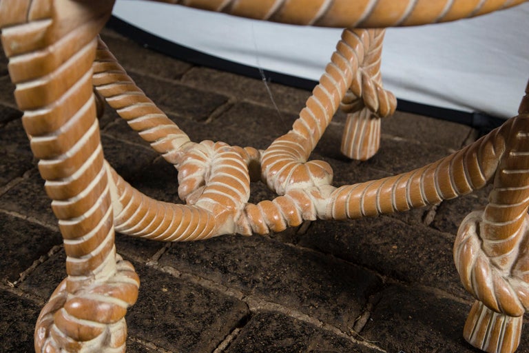 Carved Wood Faux Rope Circular Bench, French Style For Sale at 1stDibs