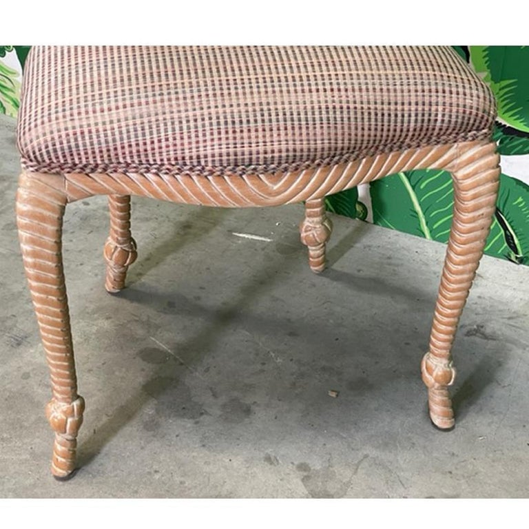 Carved Wood Faux Rope Dining Chairs For Sale at 1stDibs