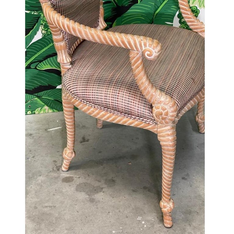 Carved Wood Faux Rope Dining Chairs For Sale at 1stDibs
