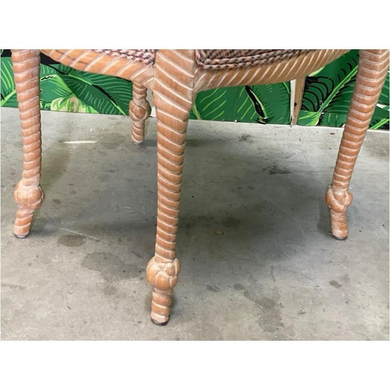 Carved Wood Faux Rope Dining Chairs For Sale at 1stDibs